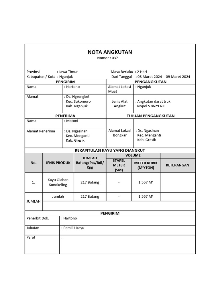 Nota Angkutan | PDF