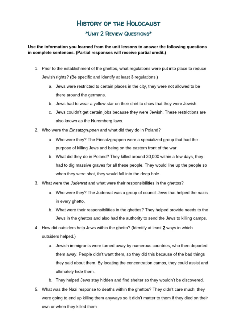 Unit 2 Guided Reading Questions | PDF | Jews | Operation Barbarossa