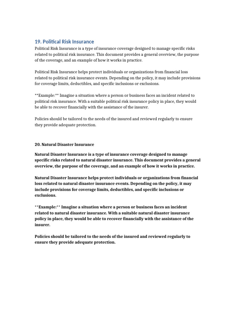 10 Political Risk and Natural Insurance | PDF