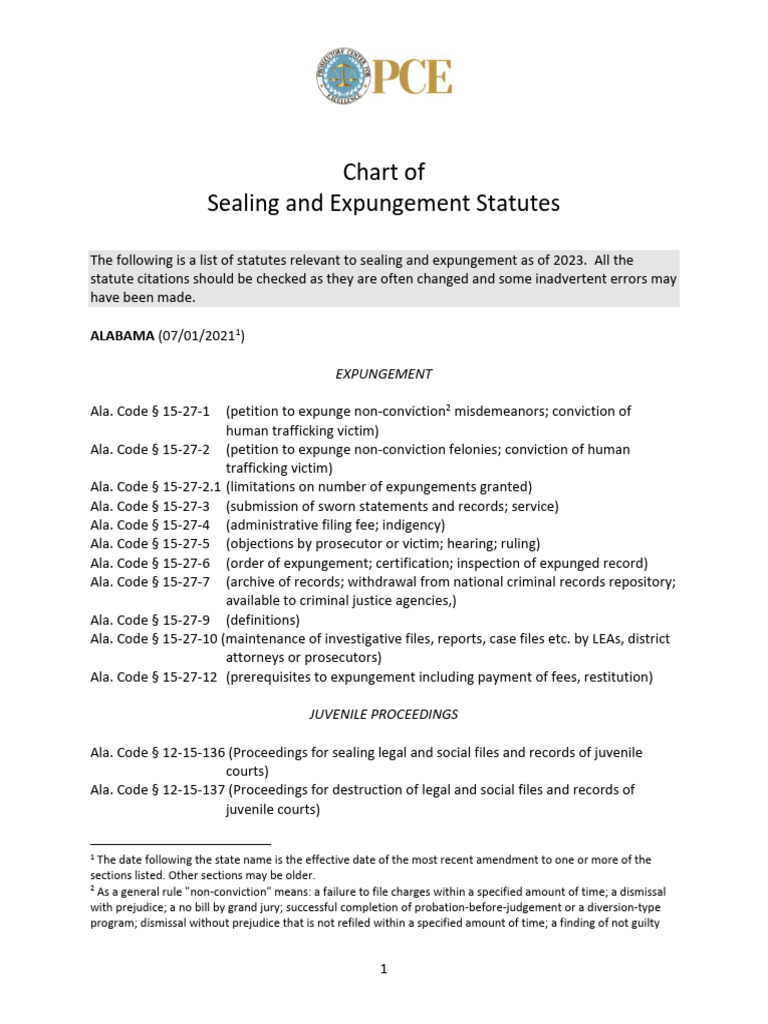 Chart-of-Sealing-and-Expungement-Statutes-PCE | PDF | Criminal Record ...