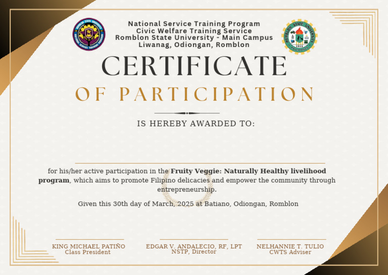 Certificate of Participation in Livelihood Program | PDF