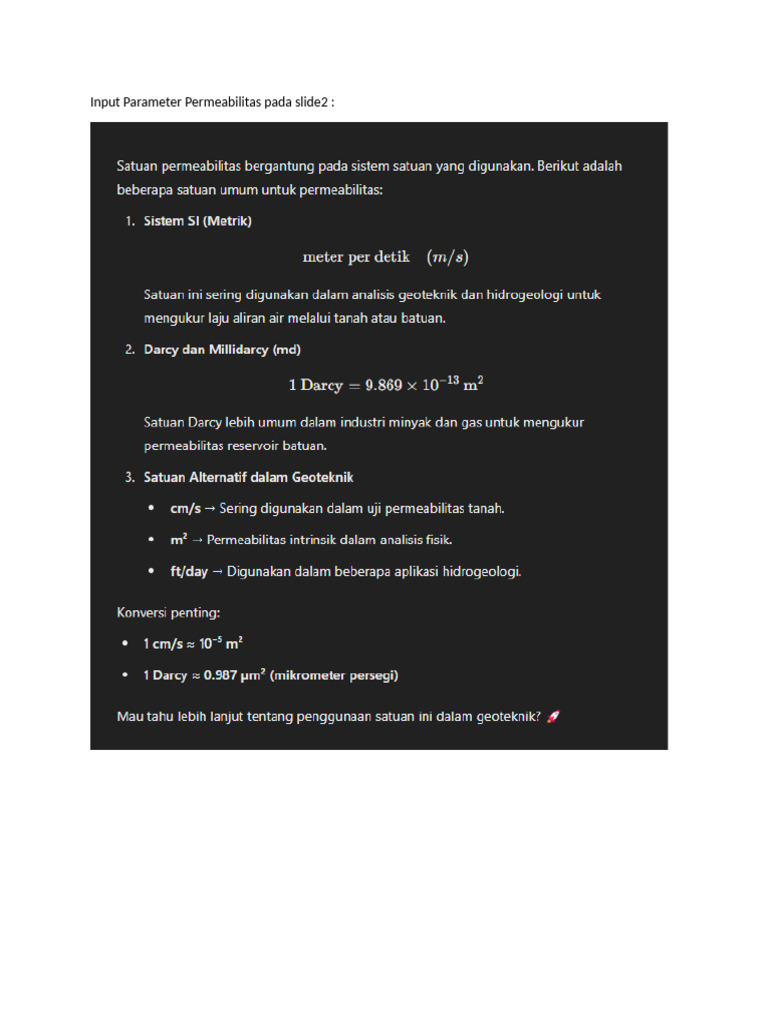 Input Parameter Permeabilitas Pada Slide2 | PDF