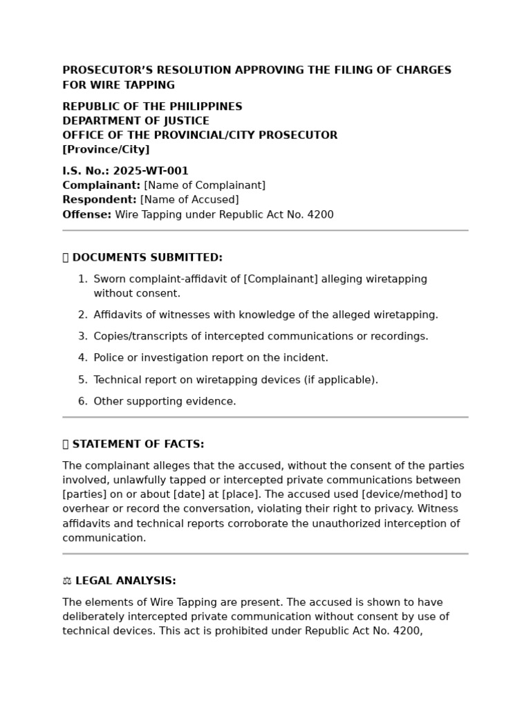 Wire Tapping | PDF | Prosecutor | Affidavit