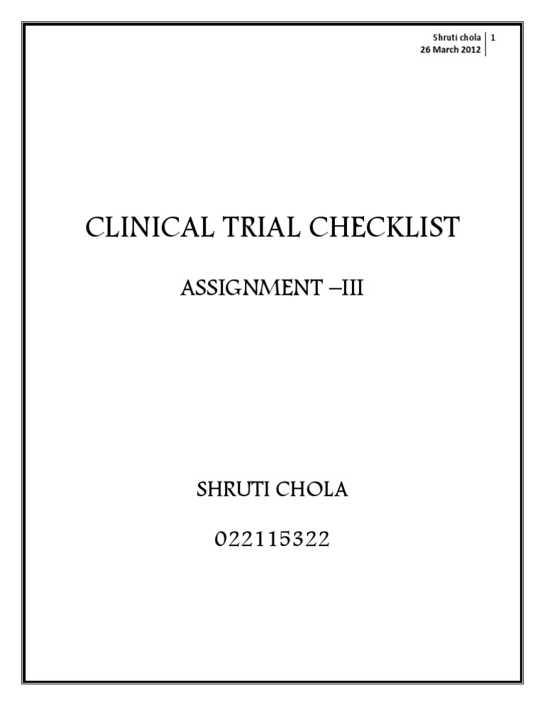 Clinical Trial Checklist | PDF
