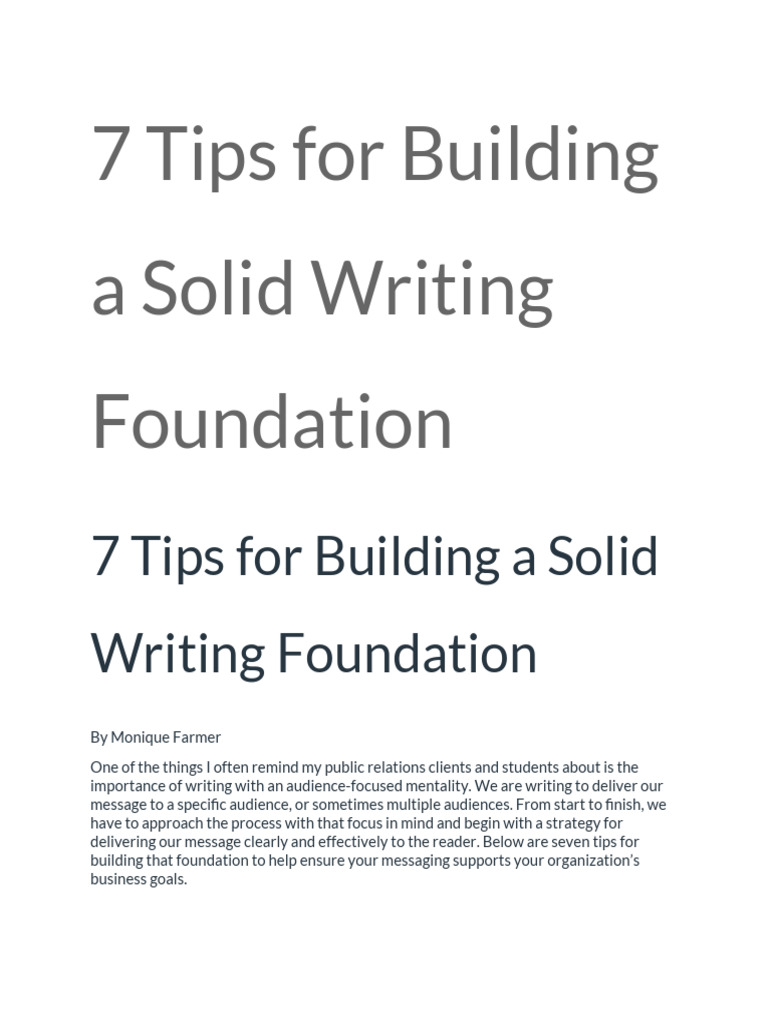 7 Tips For Building A Solid Writing Foundation | PDF | Proofreading | Mind