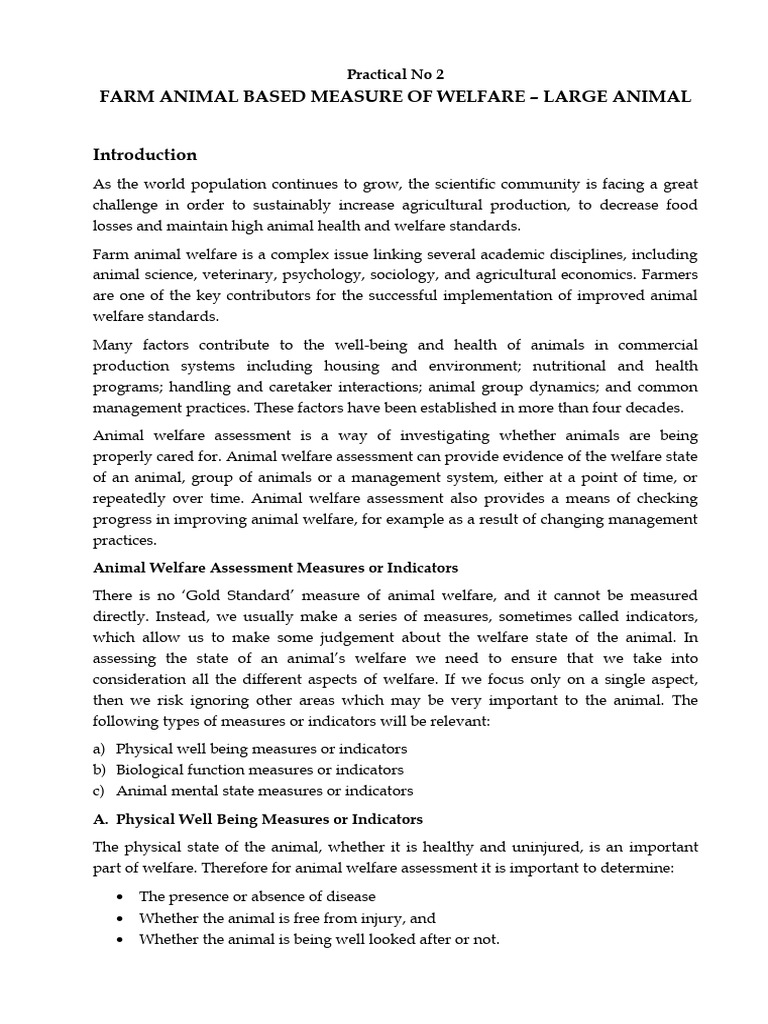 2 - Farm Animal Based Measure of Welfare - Large Animal | PDF | Dairy ...