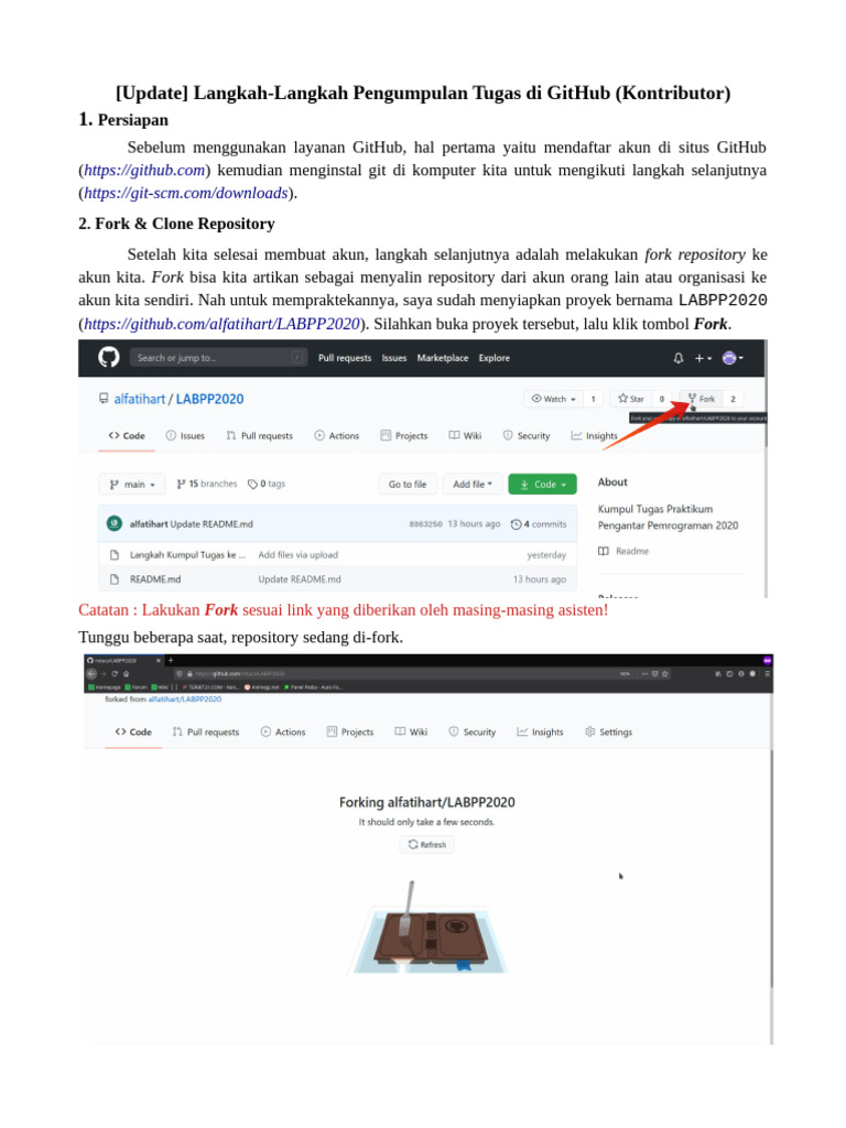 Petunjuk Push Tugas Ke GitHub | PDF