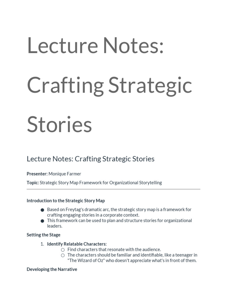 Strategic Storytelling Framework Guide | PDF