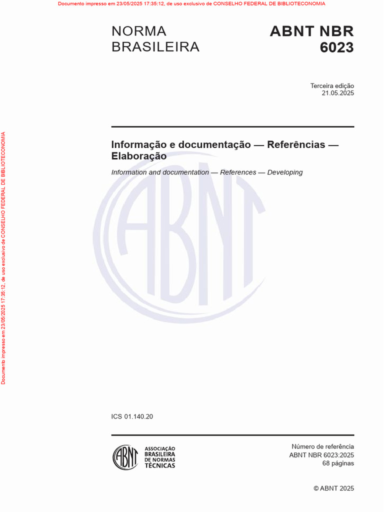 ABNT - Referencias NBR 6023 2025 | PDF