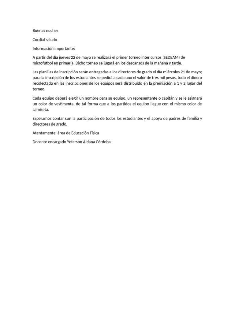 Comunicado Edu. Fisica | PDF