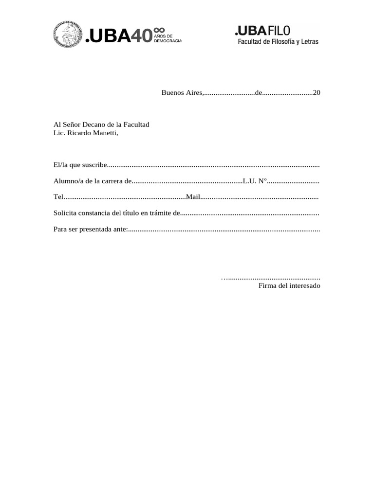 Solicitud Constancia de Título en Trámite | PDF