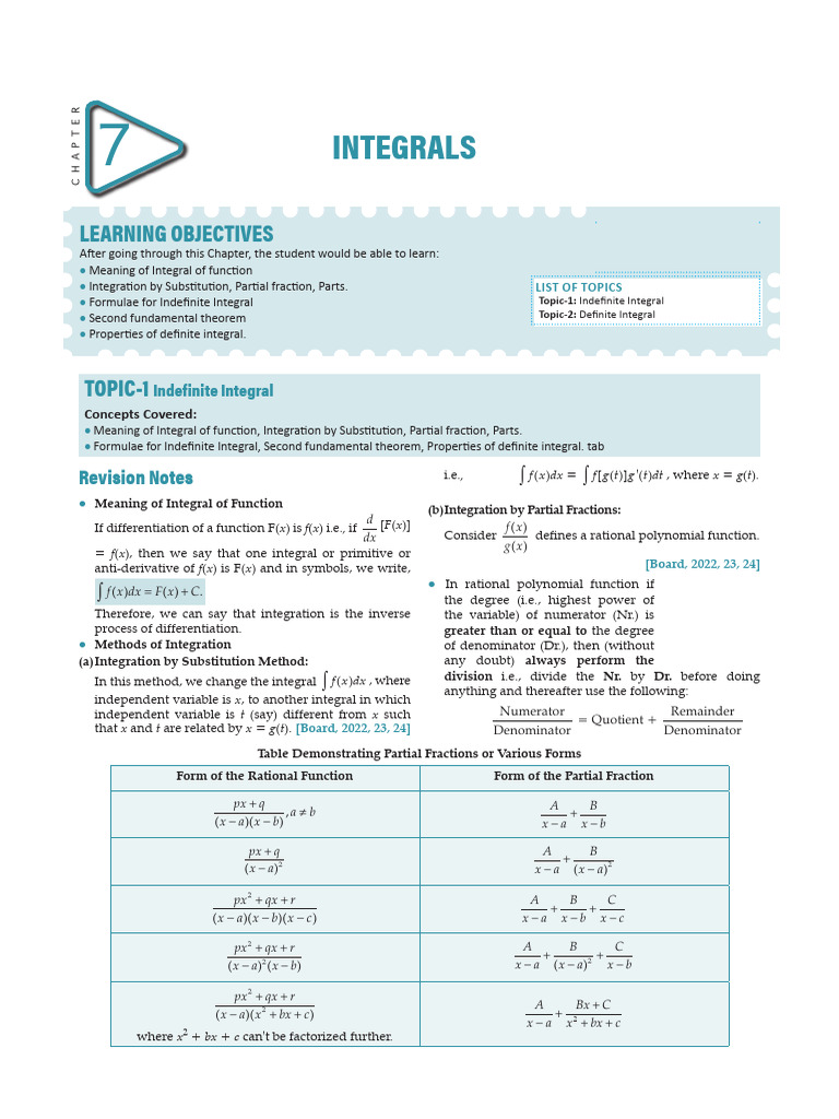 Class 12 Mathematics Neet Study Maerials 7. Integrals | PDF | Integral ...