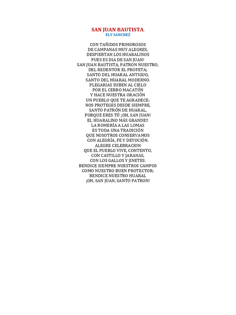 Poema San Juan Bautista | PDF