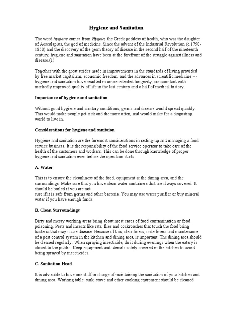 Hygiene and Sanitation | PDF | Restaurants | Hygiene
