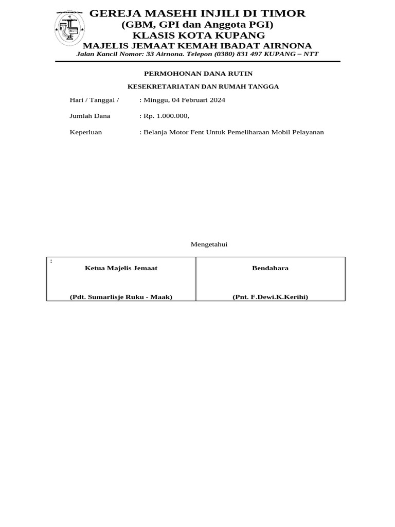 Format Permohonan & Lembaran Disposisi | PDF