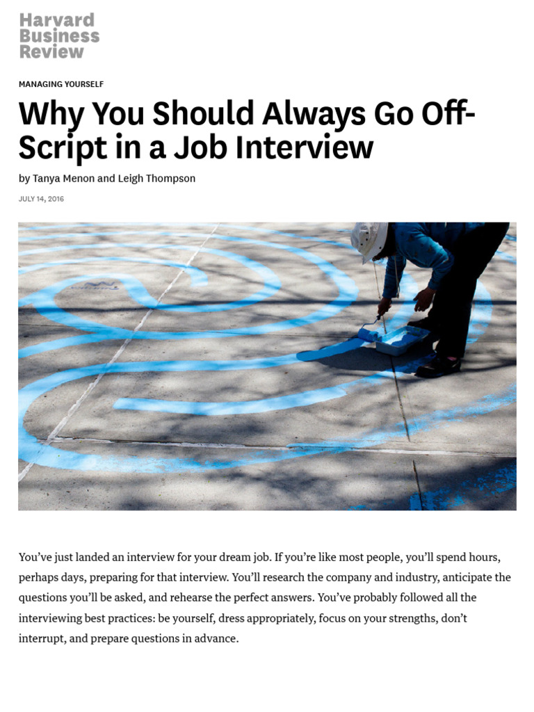 Why You Should Always Go Off-Script in A Job Interview | PDF | Job ...
