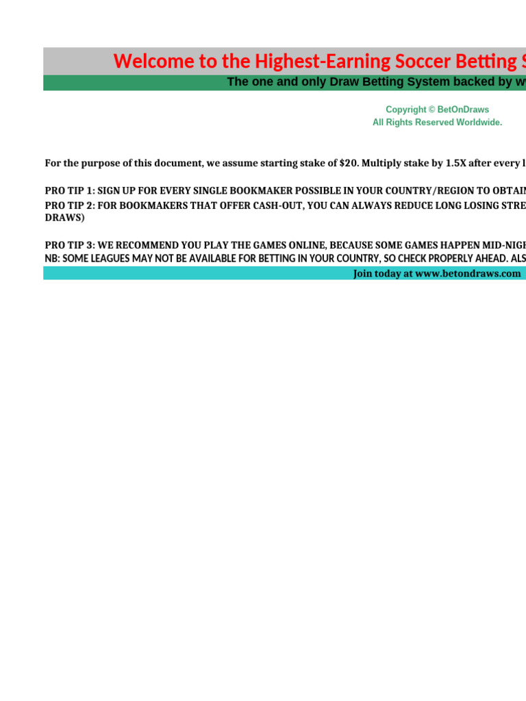 Draw Betting System Insights | PDF | Association Football | Sports