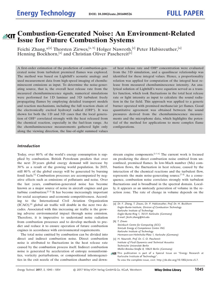 Combustion Generated Noise An Environment Related Issue For Future Combustion Systems | PDF ...