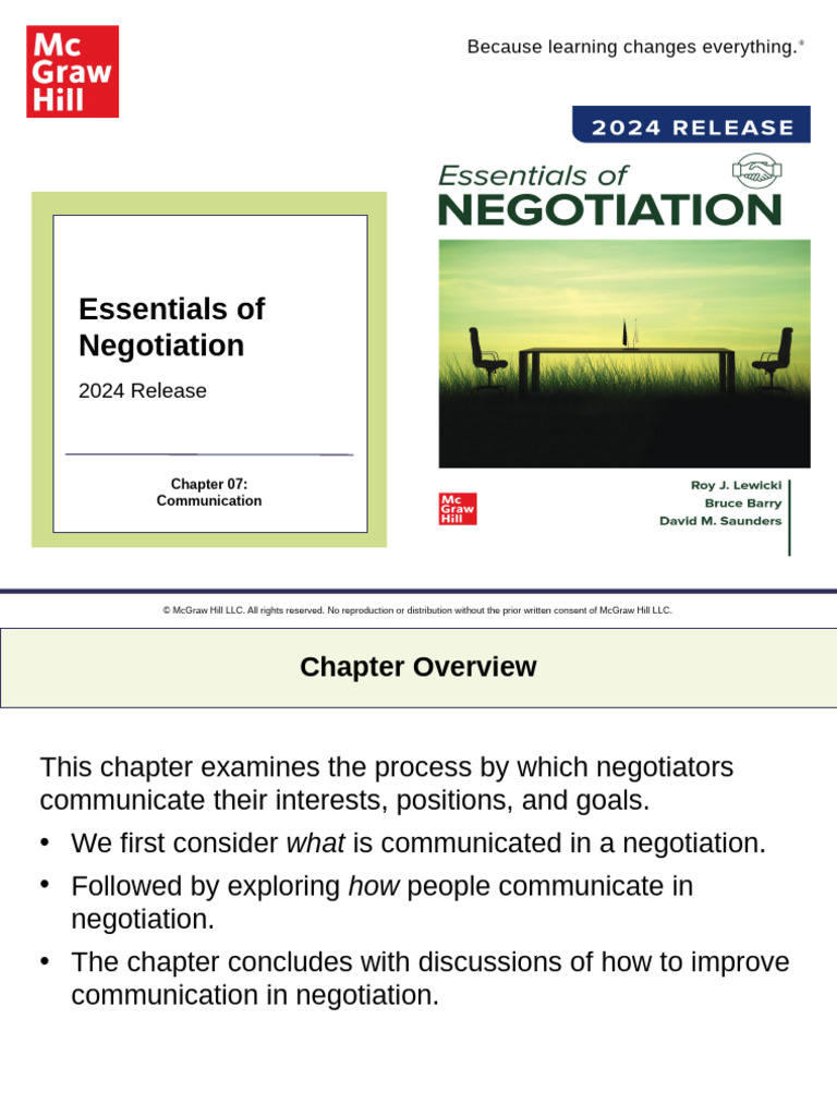 Lewicki Eon 2024rel Chap07 PPT Access | PDF | Negotiation | Communication