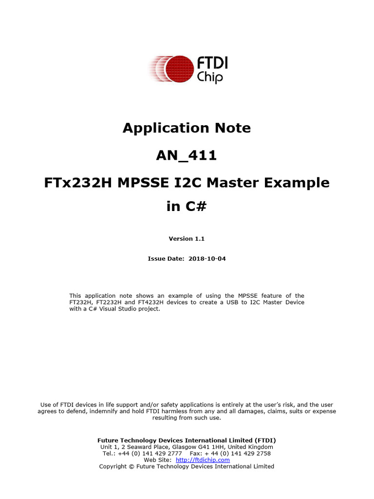 An 411 FTx232H MPSSE I2C Master Example in Csharp | PDF | Usb | Graphical User Interfaces