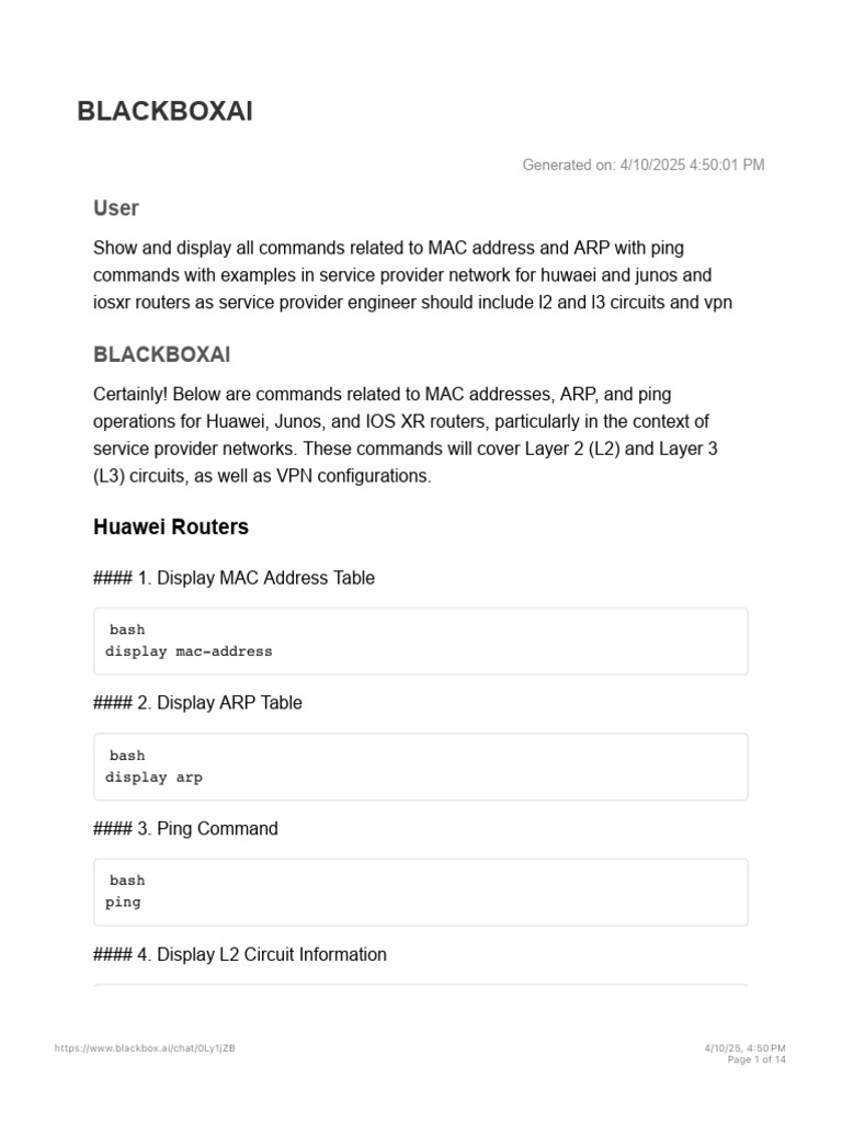 Show and Display All Commands Related To MAC Address and ARP With Ping Commands | PDF | Router ...