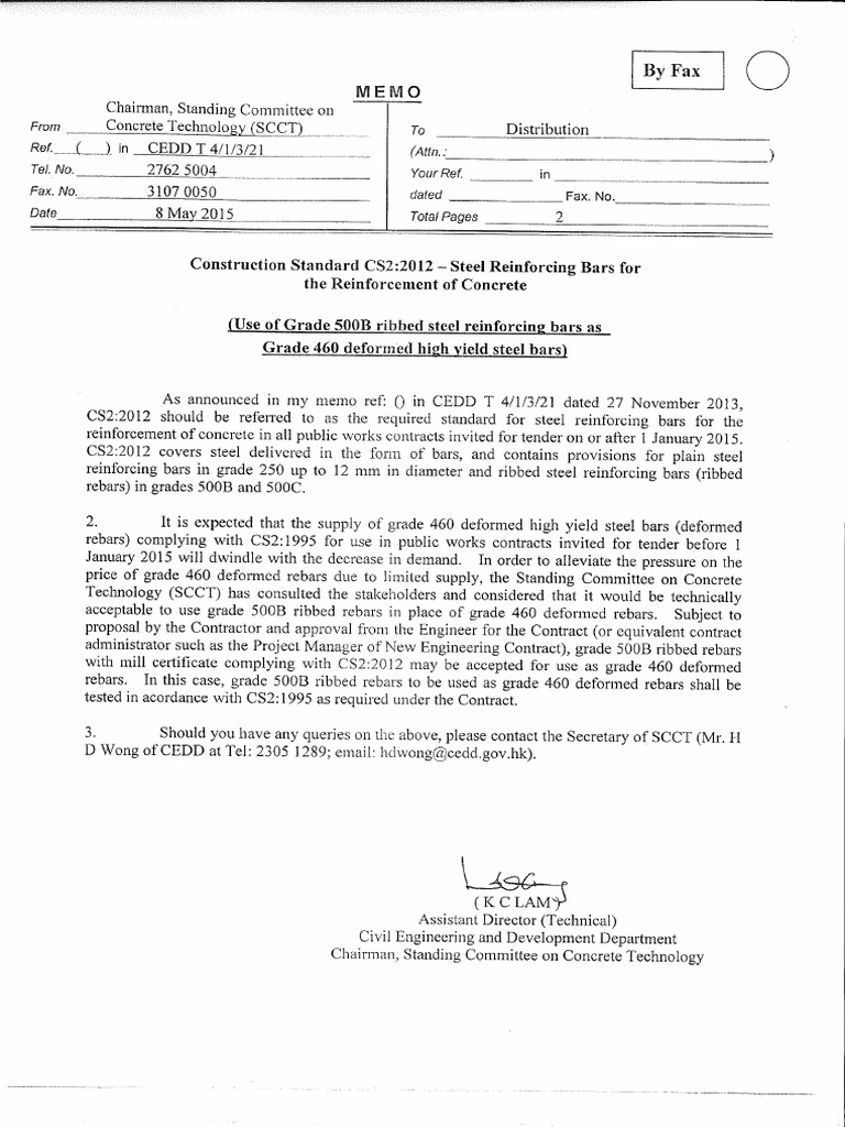 Grade 500B Rebar As Grade 460 05292015 | PDF