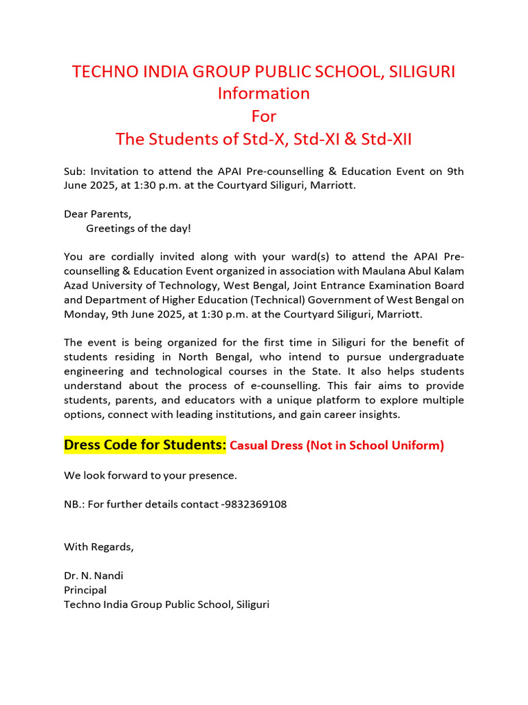 Career Fair Notice For STD-X Std-Xi & Std-Xii-1 | PDF