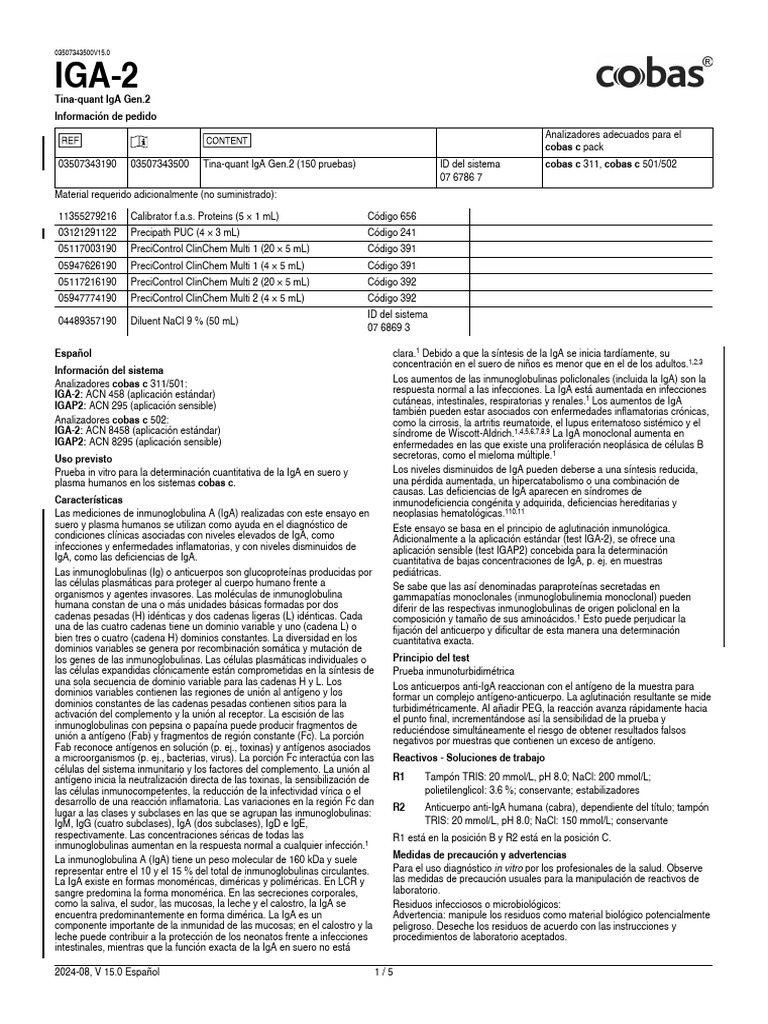 Insert.IGA-2.03507343500.V15.es | PDF | Anticuerpo | Antígeno
