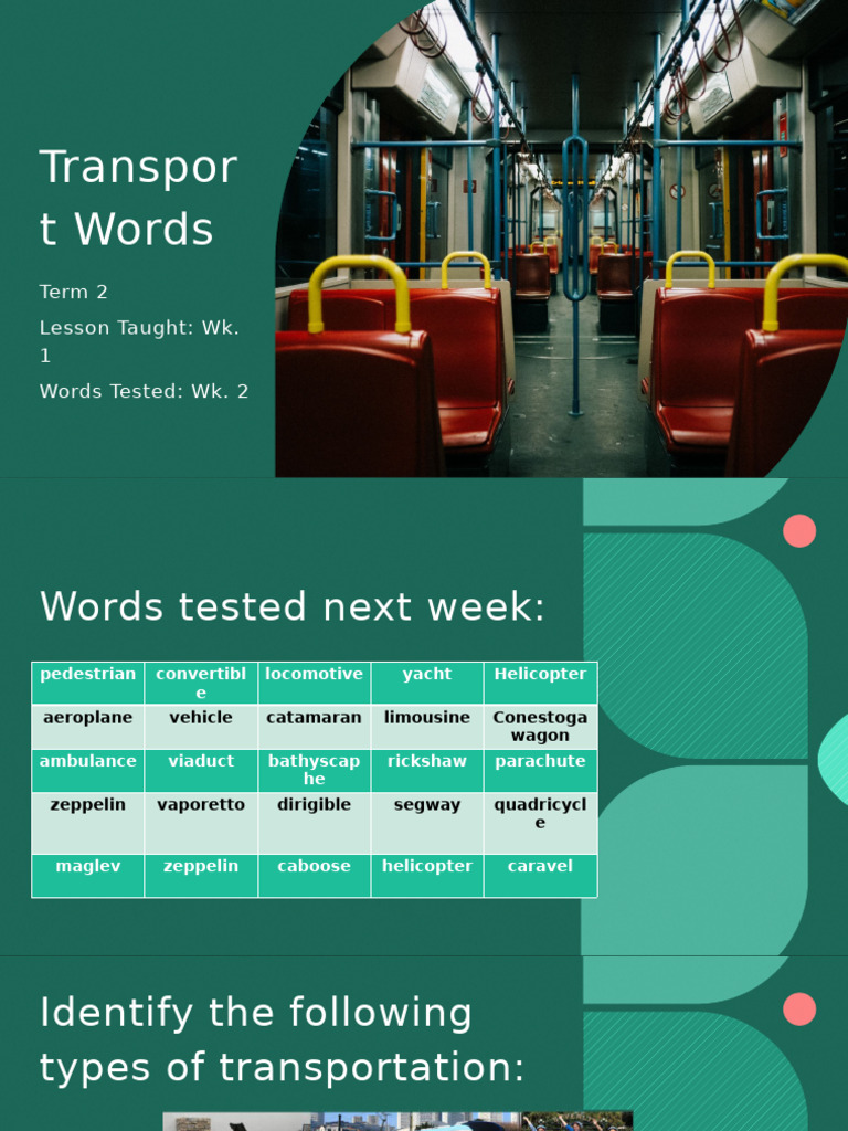 Transport Words Term 2 WK 1 | PDF