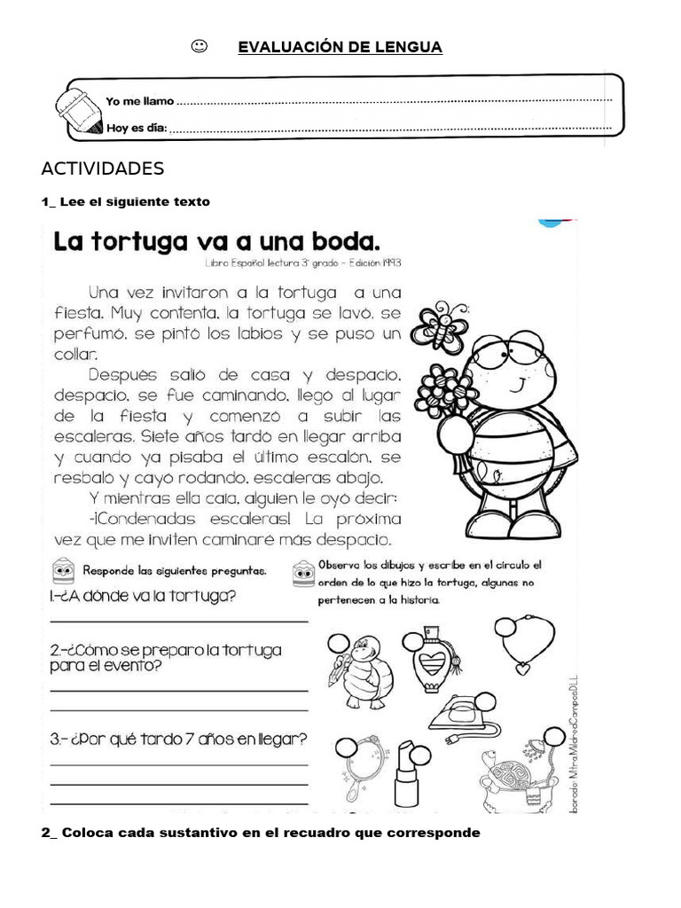 Actividades de Evaluación de Lengua | PDF