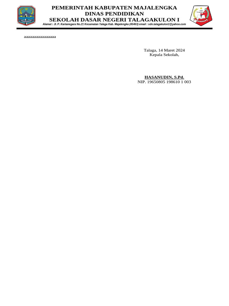 Kop Surat SD Resmi | PDF