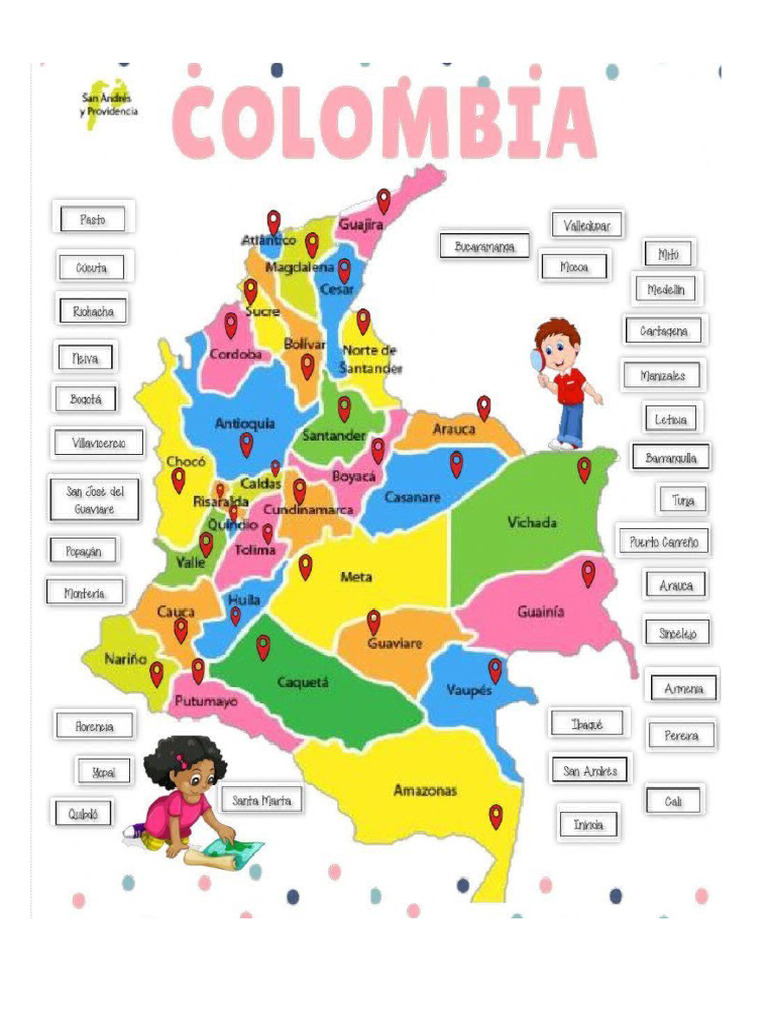 Taller Mapa Colombia Departamentos y Capitales | PDF