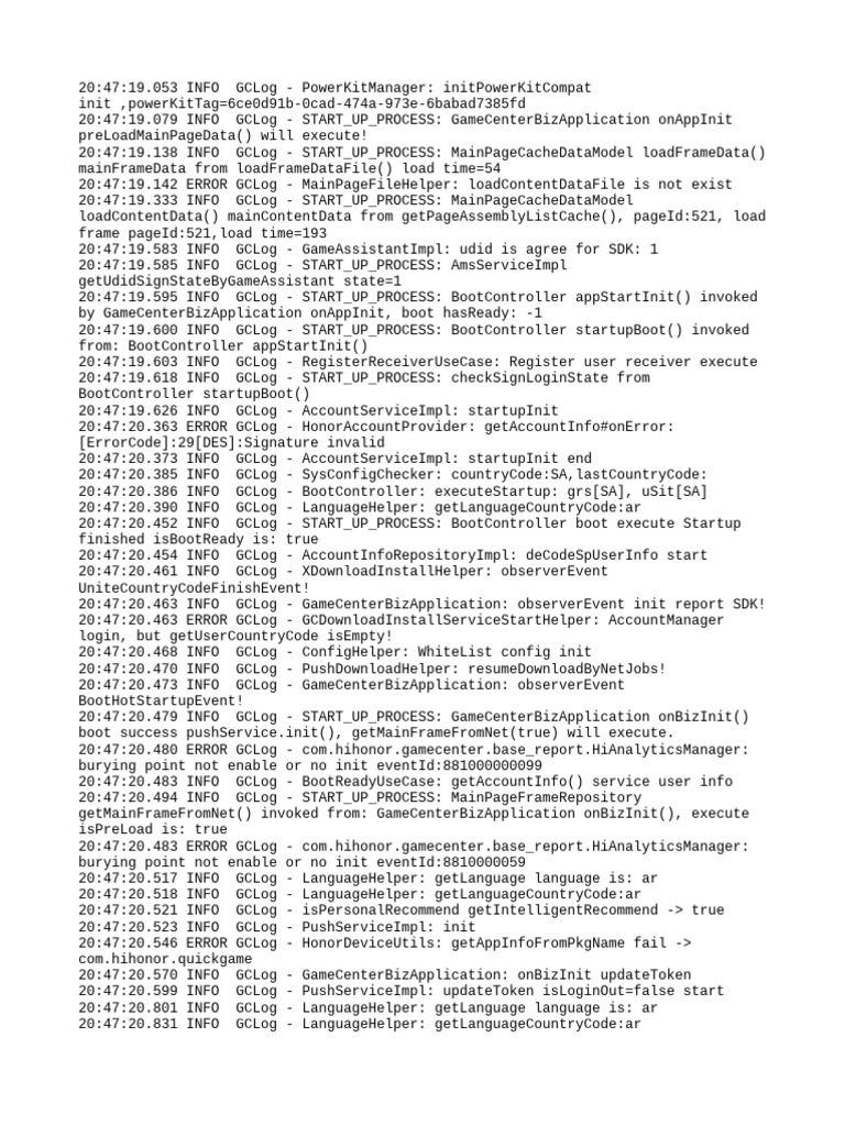 GameCenter Initialization Log Analysis | PDF | Hypertext | Computer Science