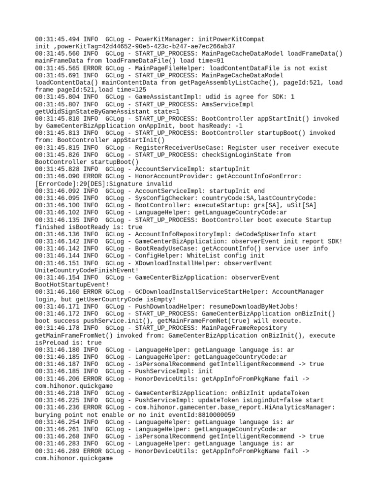 GameCenter Startup Log Analysis | PDF | Computing | Software