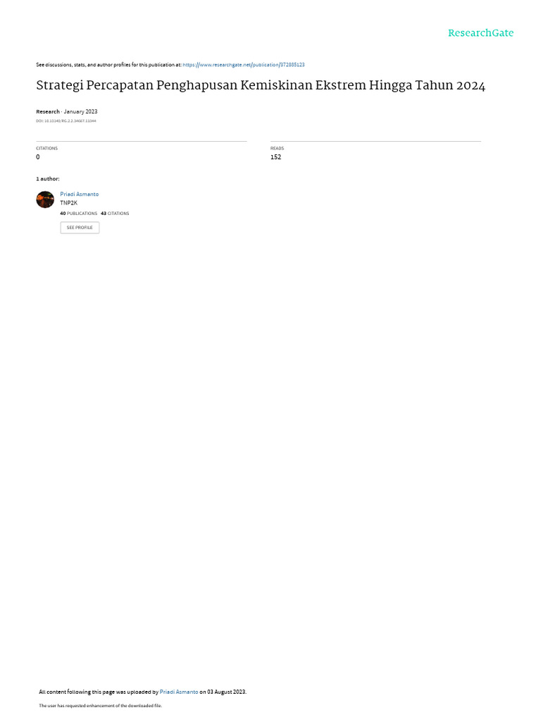 PBStrategi Percapatan Penghapusan Kemiskinan Ekstrem Hingga Tahun 2024 | PDF