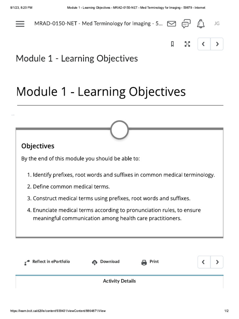 Module 1 - Learning Objectives - MRAD-0.. | PDF