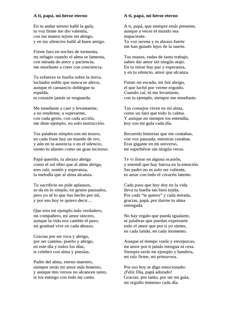 Poema A Papá | PDF | Amor