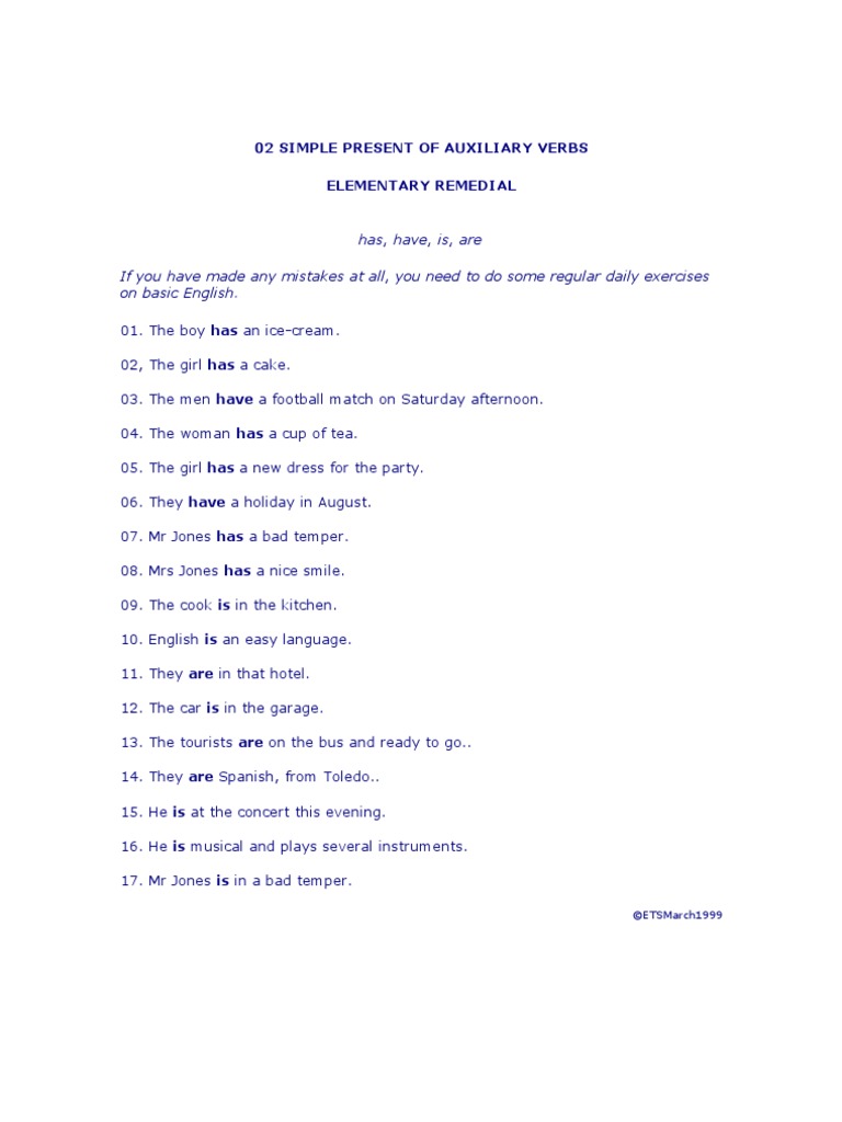 02 Simple Present of Auxiliary Verbs | PDF | Language Arts & Discipline ...