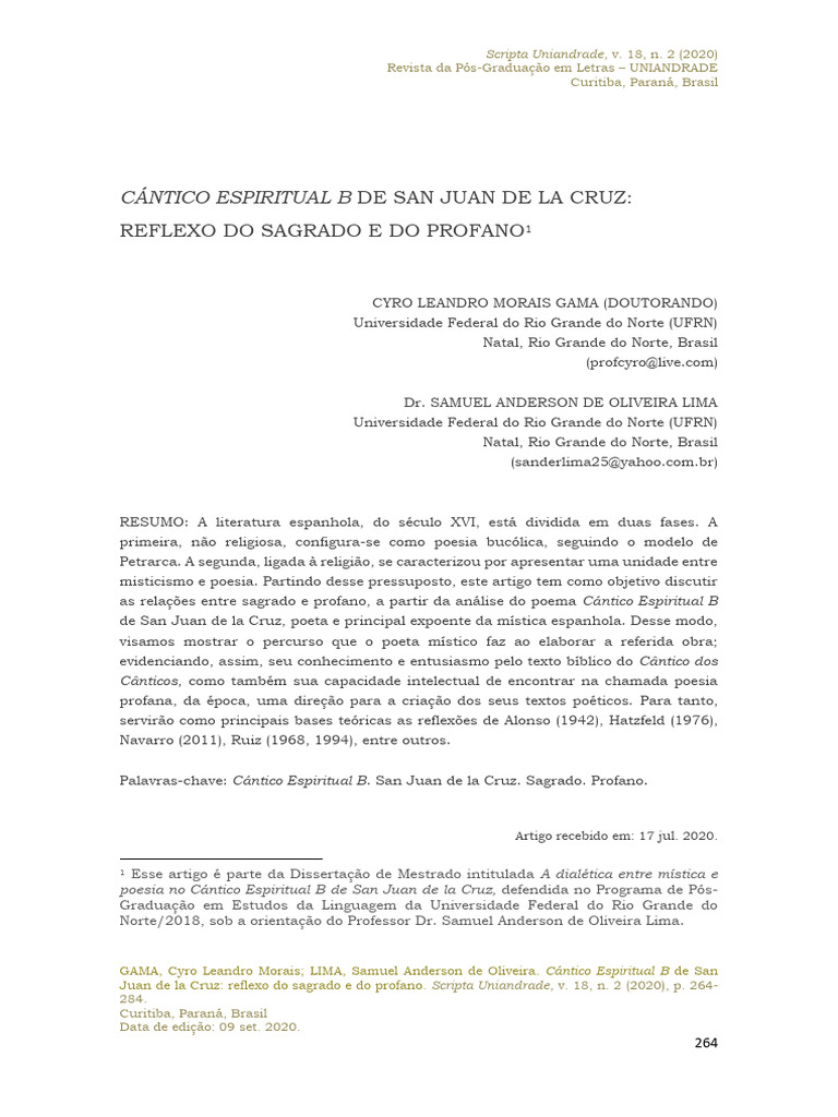 Cántico Espiritual B: Sagrado e Profano | PDF | Bíblia | Renascimento