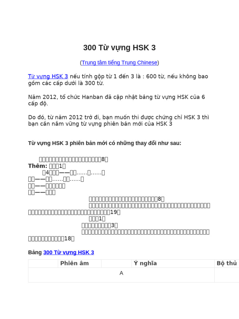 600 Từ Vựng HSK 3 | PDF