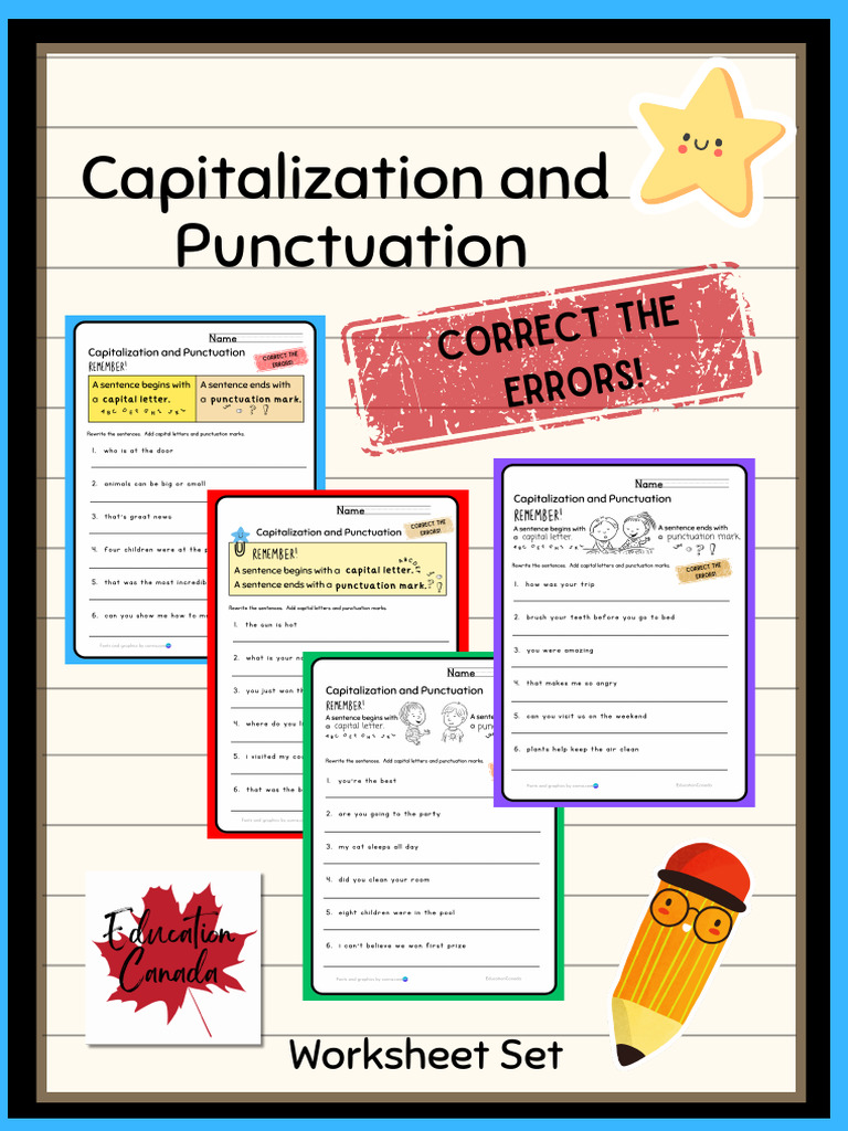Capitalization and Punctuation: Corre CT The Error S! | PDF ...