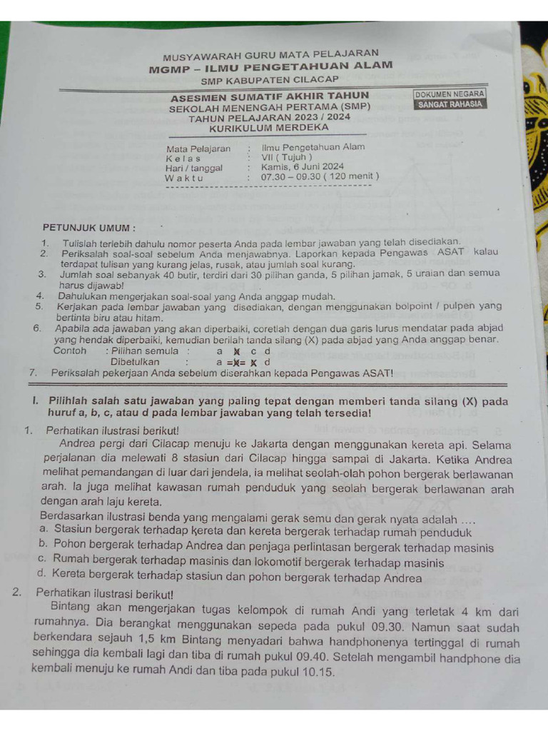 Soal Asat Ipa Kelas 7 2024 | PDF