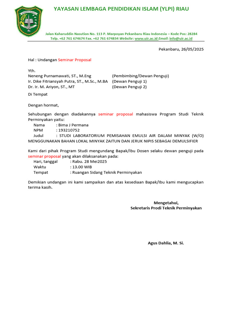 2024 Undangan Sempro-Sidang | PDF