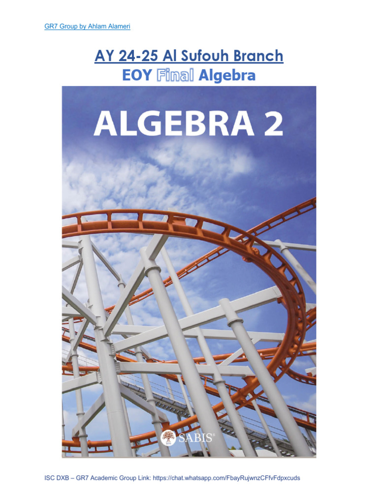 GR7 End of Year Final Algebra AK | PDF | System Of Linear Equations ...