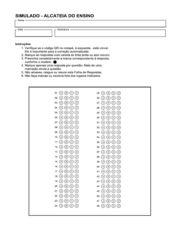 Folha Gabarito | PDF