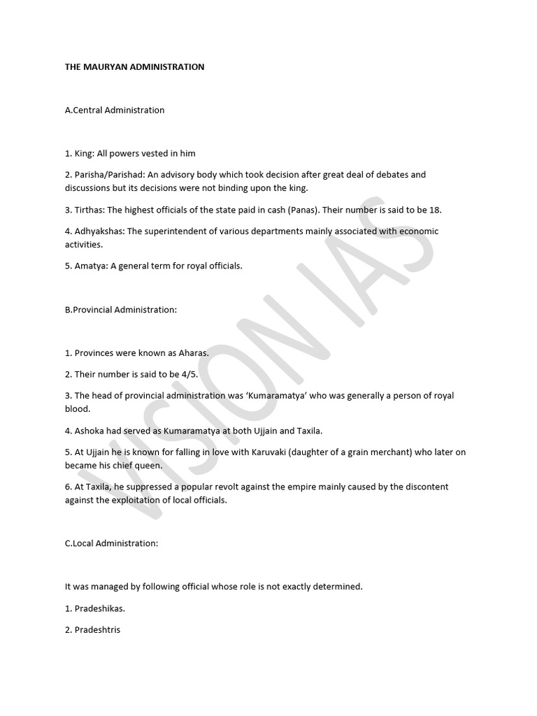 The Mauryan Administration | PDF | Ancient India