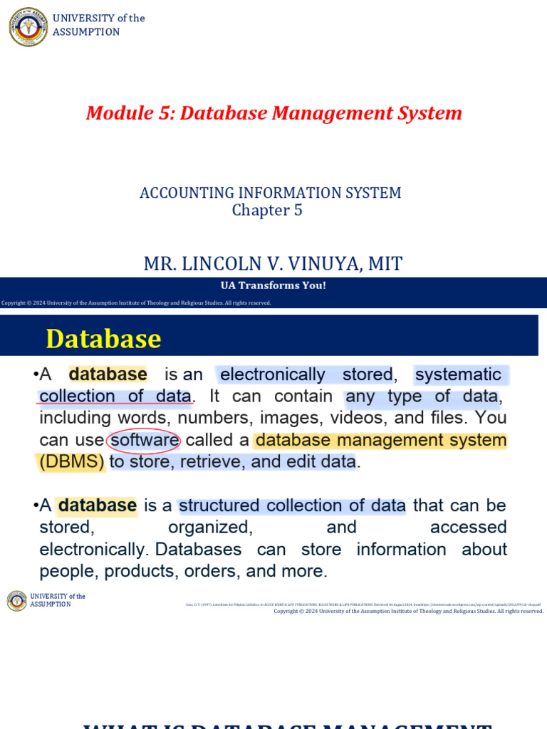 Ais Chapter 5 - Database Management System | PDF | Databases | Relational Model