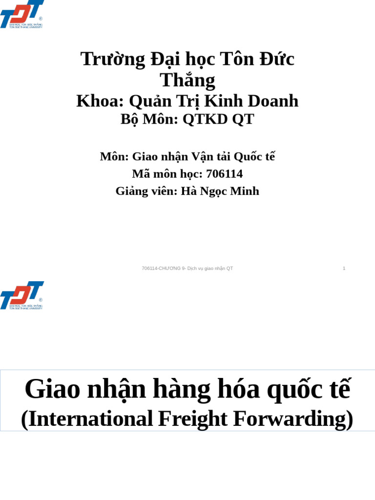 Elearning CHUONG 9-GIAO NHẬN HÀNG HÓA XNK | PDF