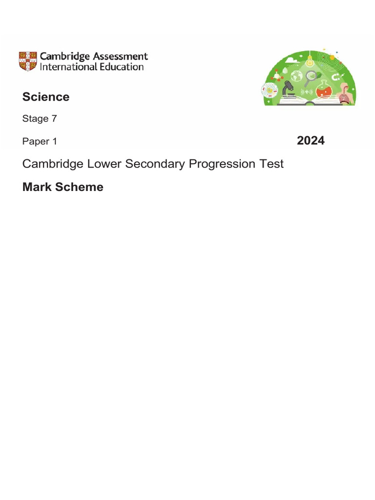 Cambridge Science Stage 7 Mark Scheme | PDF