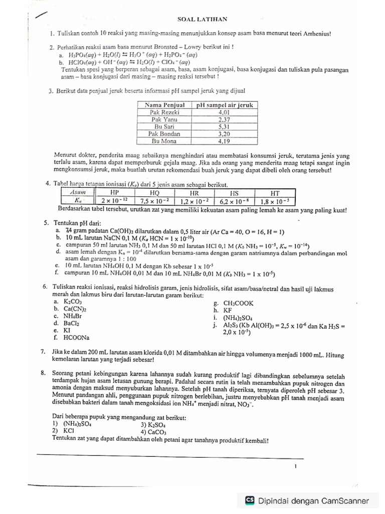 Latihan Pat Kimia - Xi 2025 | PDF